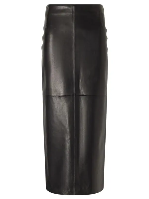 Nour Hammour Paneled Leather Maxi Skirt - Black