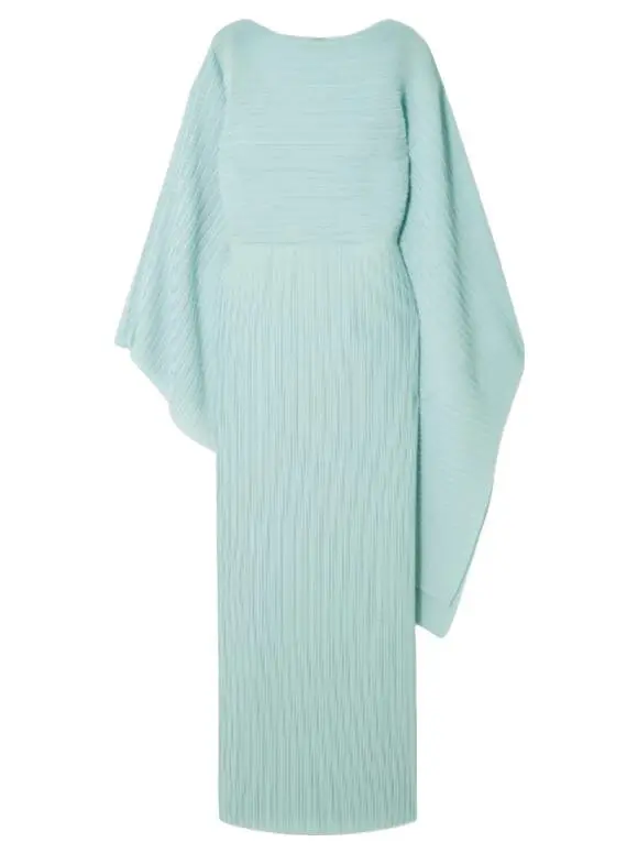Solace Pleated Maxi Dress With Wide Sleeves - Blue