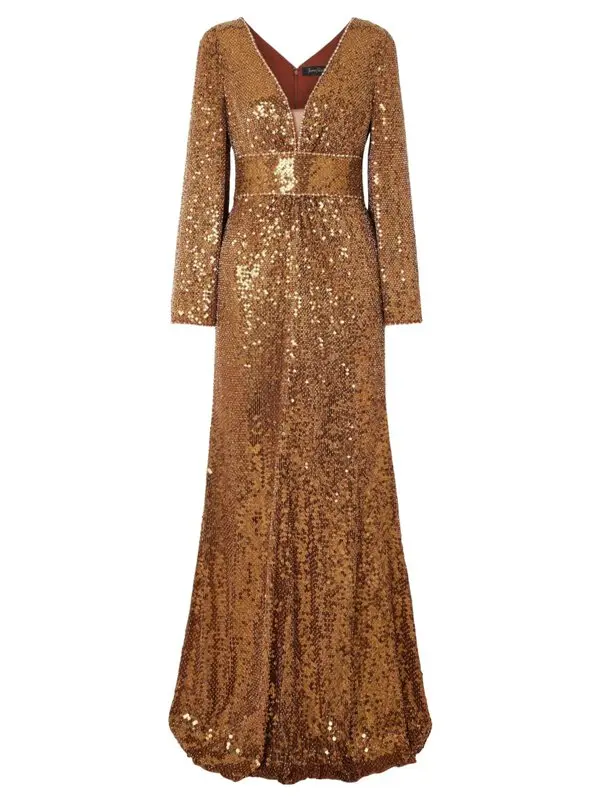 Jenny Packham Sequined Gown - Brown