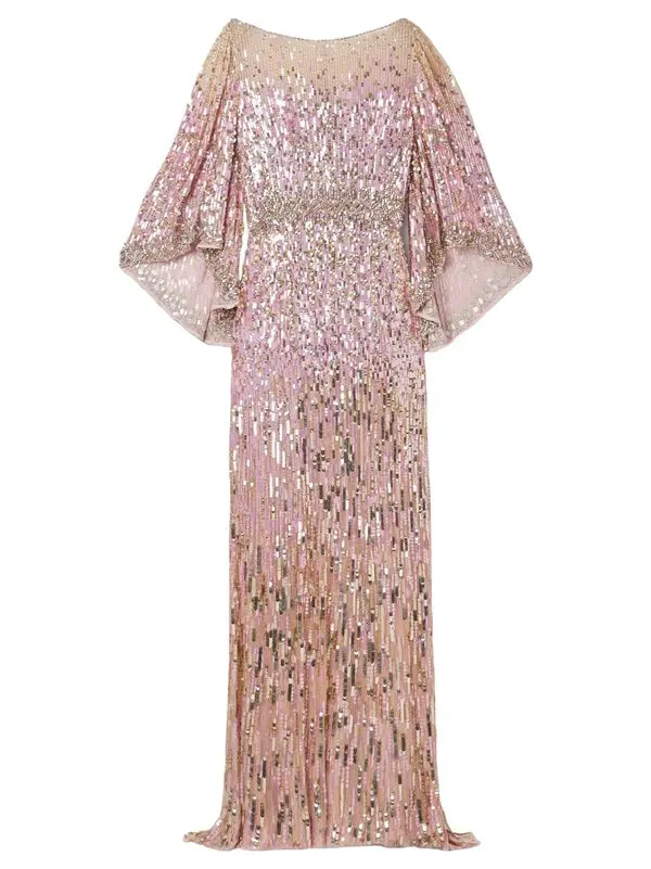 Jenny Packham Shimmer Sequin Evening Gown - Pink