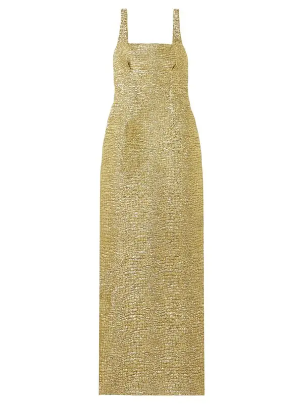 EMILIA WICKSTEAD Metallic Seersucker Gown - Nude