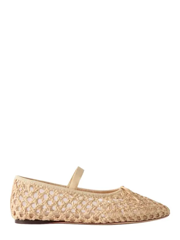 LOEFFLER RANDALL Woven Raffia Ballet Flats With Bow Detailing - Nude
