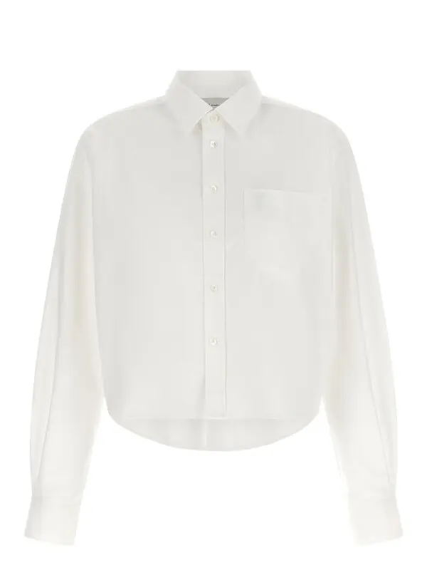 AMI Paris De Coeur" Cropped Cotton Poplin Shirt - White