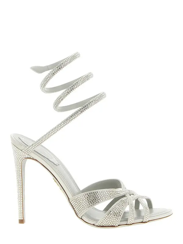 Rene Caovilla Dania' Crystal Embellished Stiletto Sandals - Silver