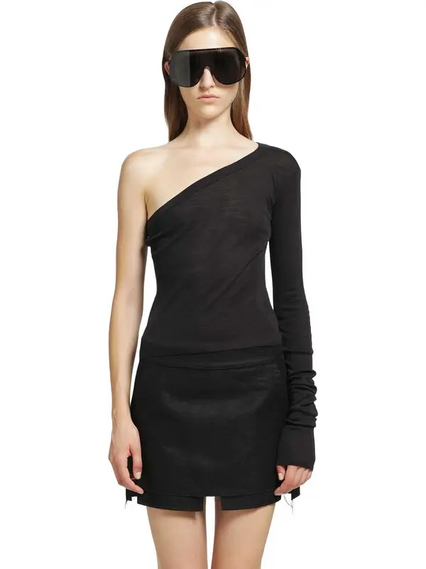Rick Owens Asymmetrical Wool-silk Jersey Top - Black