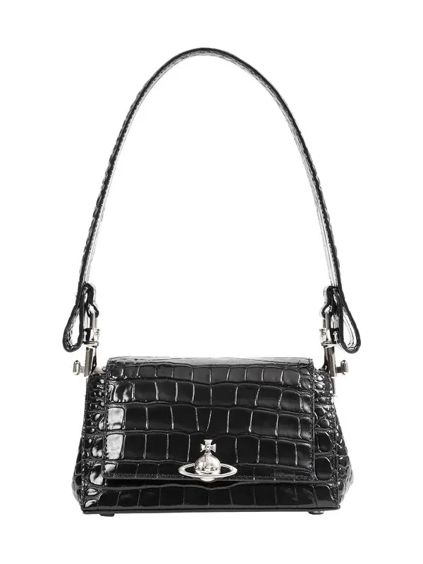 VIVIENNE WESTWOOD Small Trapezoidal Handbag With Croc-embossed Finish - Black