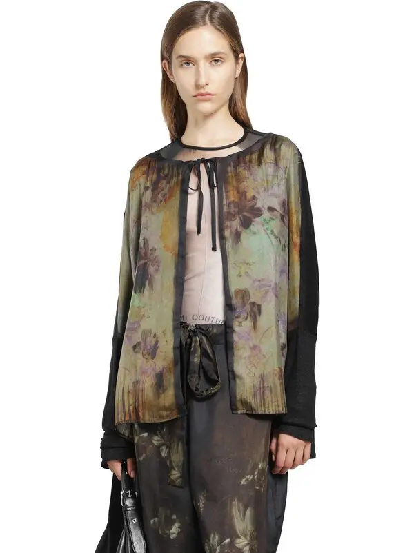 IA LONDON Wild Lily Silk Linen Cardigan - Black
