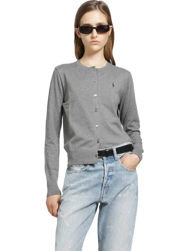 Polo Ralph Lauren Stretch Cotton Blend Crew Neck Cardigan - Grey