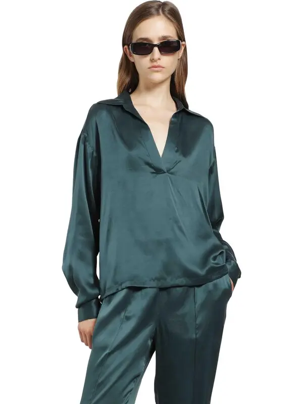 TOM FORD Silk Satin Polo Shirt - Green