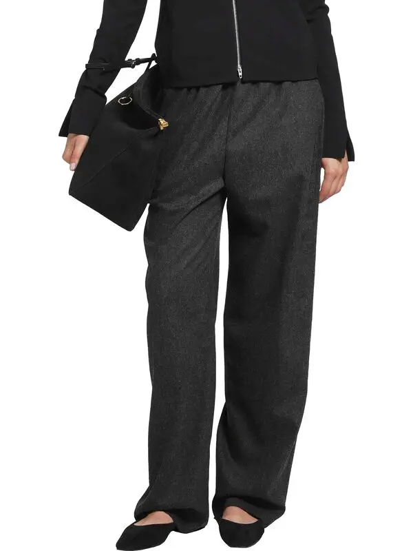 JIL SANDER Wool Flannel Wide-leg Trousers - Grey