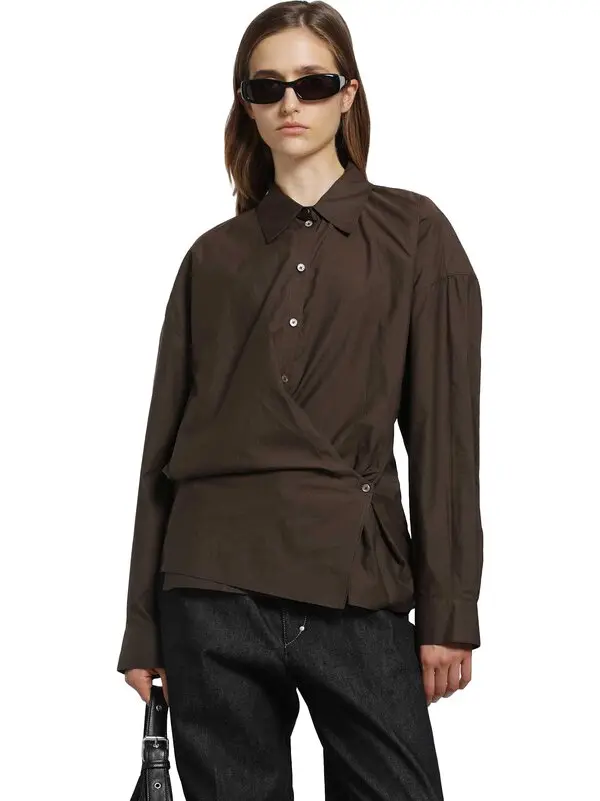 LEMAIRE Twisted Collar Shirt - Brown