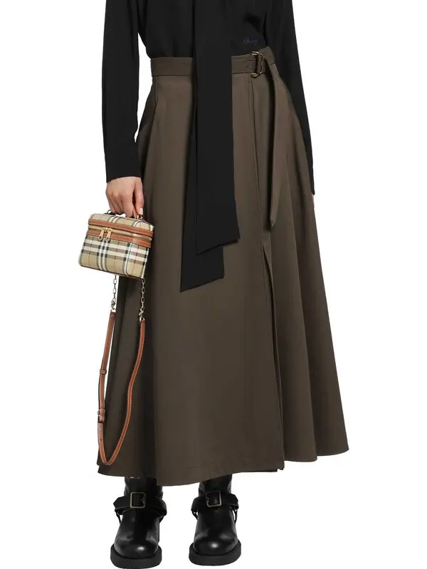 Burberry Wool Twill Midi Skirt - Green
