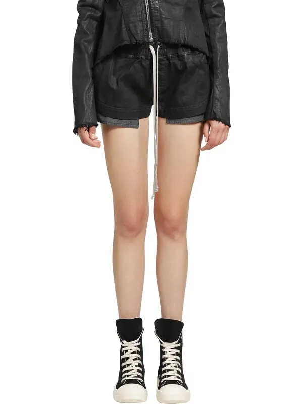 Rick Owens Waxed Stretch Denim Boxer Shorts - Black