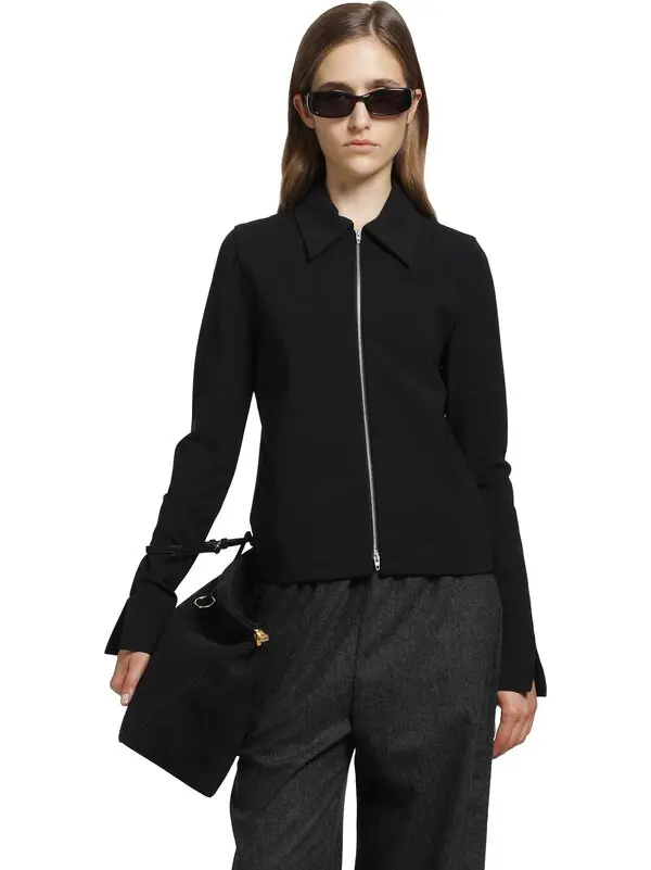 JIL SANDER Zip Closure Jersey Jacket - Black