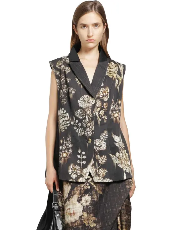 IA LONDON Iris Waistcoat With Graphic Print - Black