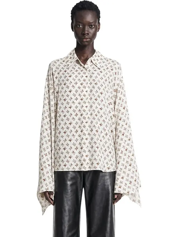 Max Mara Oversized Printed Silk Shirt - White