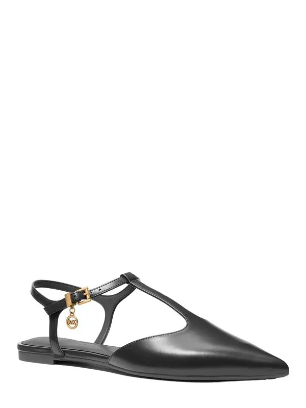 Michael Kors Cherie Leather T-strap Flats - Black