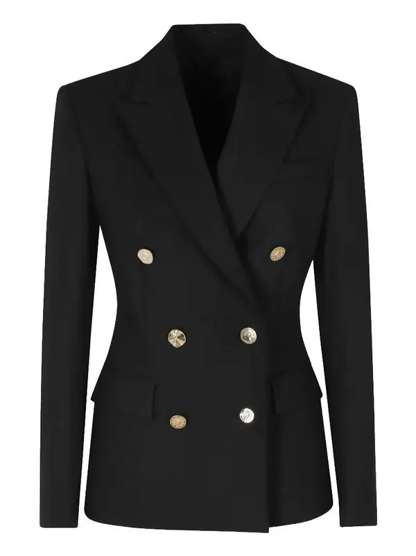 DONDUP Double-breasted Blazer With Gold-tone Accents - Black