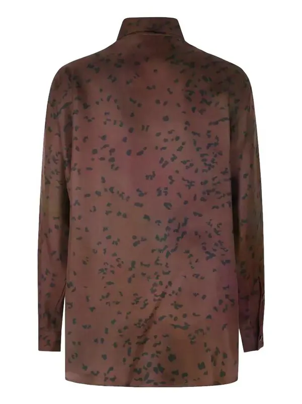ALYSI Abstract Print Long Sleeve Shirt - Brown