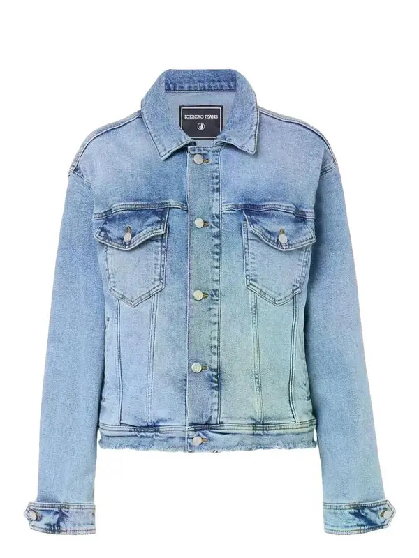 Iceberg Faded Frayed-hem Denim Jacket - Blue