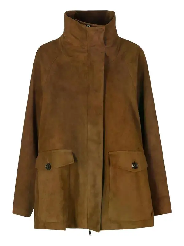 ALYSI High-neck Raglan-sleeve Coat - Brown