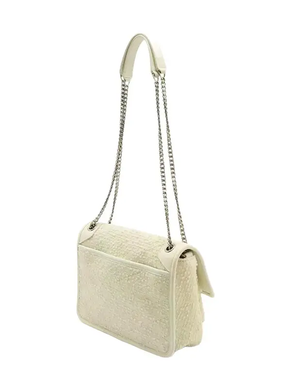 Saint Laurent Baby Tweed Niki Shoulder Bag - White
