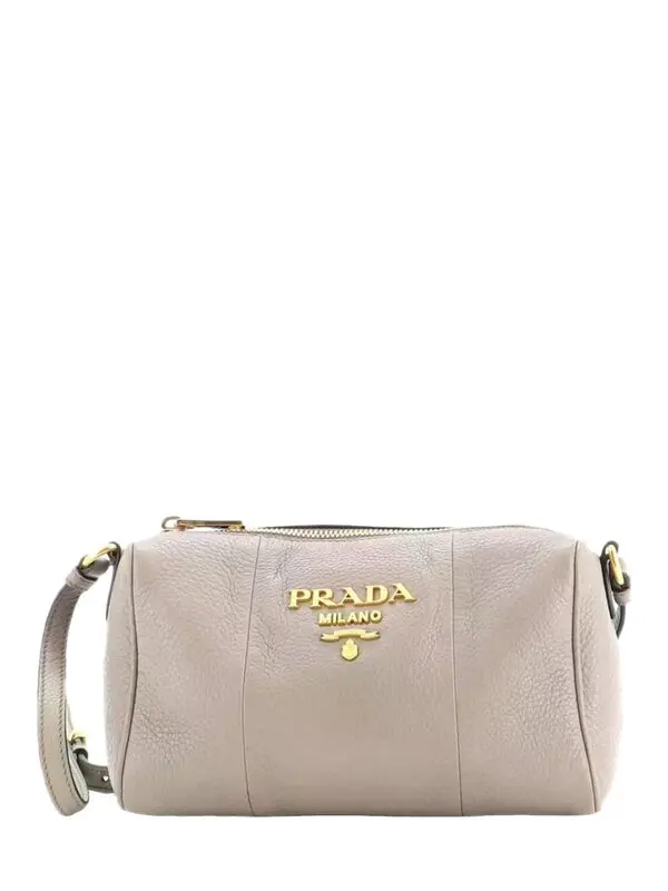 Prada Vitello Phenix Barrel Mini Crossbody Bag - Grey