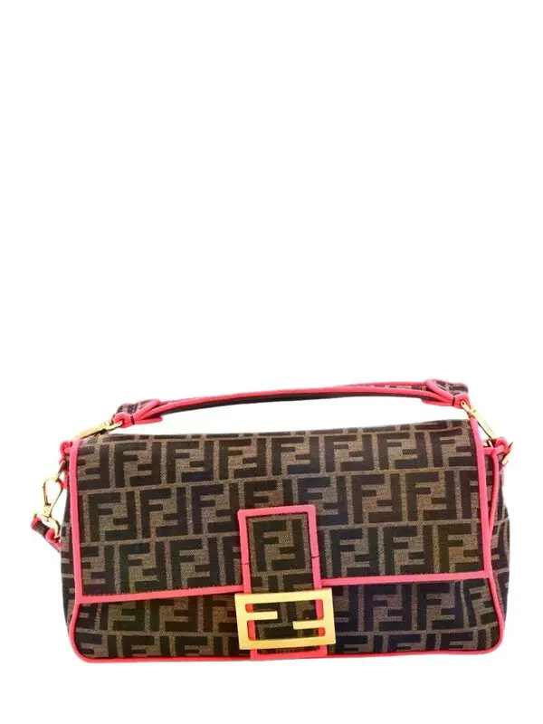 Fendi Baguette Nm Bag Zucca Canvas Large Shoulder Bag - Pink