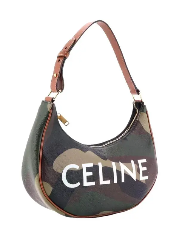 Celine Ava Bag Camouflage Coated Canvas Hobo Bag - Green