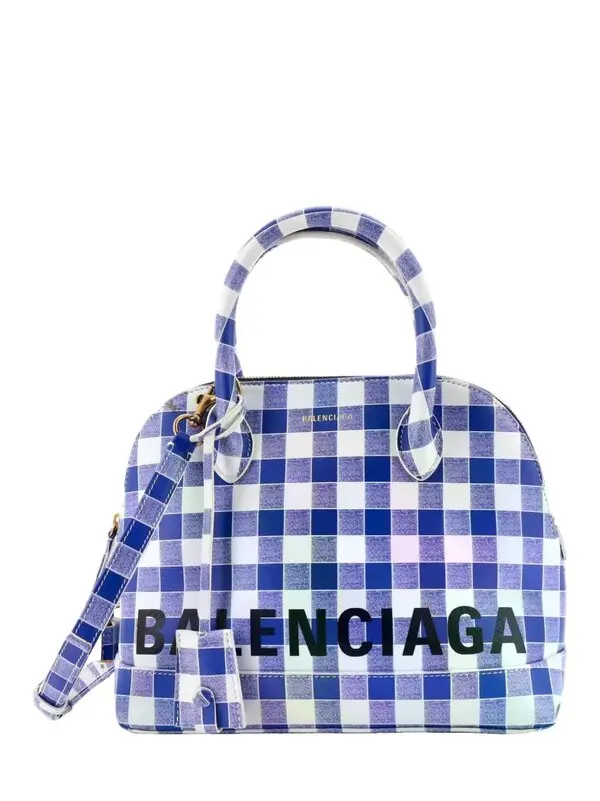 Balenciaga Logo Ville Printed Leather Small Satchel - Blue