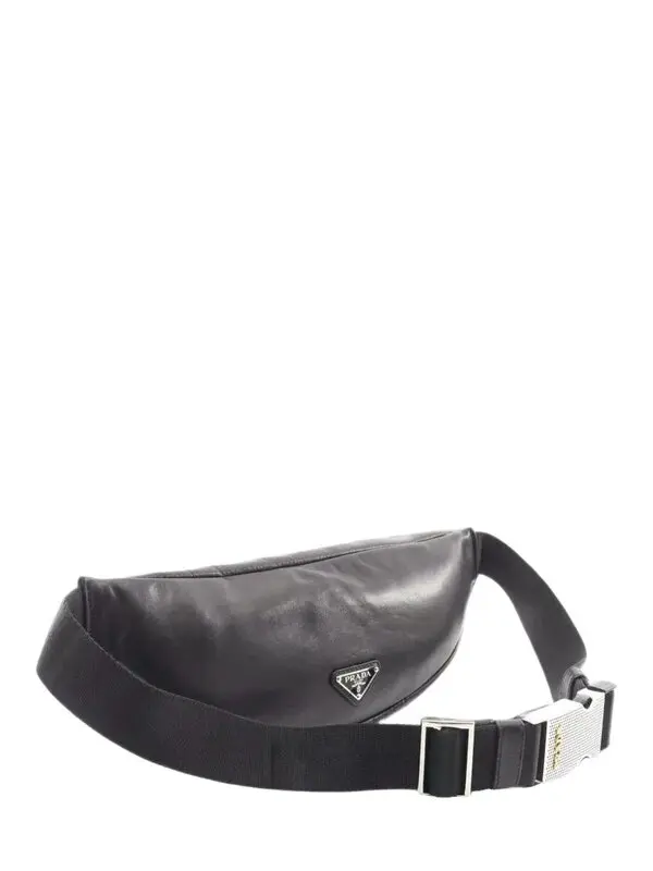 Prada Enamelled Triangle-logo Belt Bag - Black