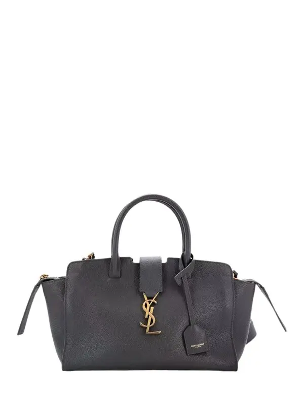 Saint Laurent Monogram Cabas Downtown Leather Baby Satchel - Metallic