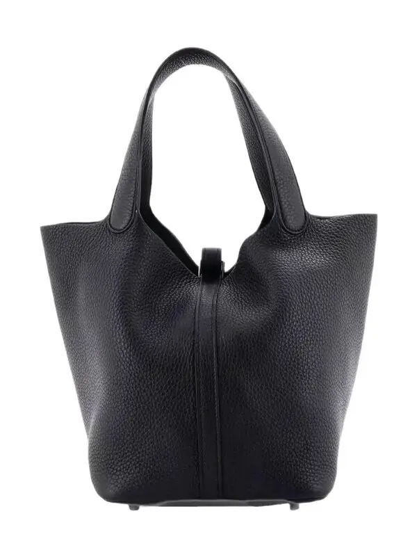 Hermès Picotin Lock Bag Clemence Mm Bucket Bag - Black