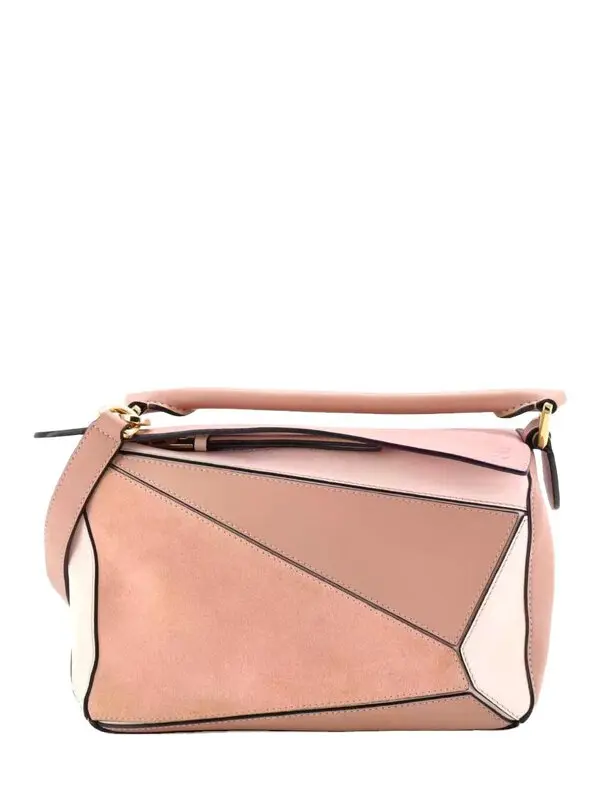 Loewe Puzzle Bag Leather And Suede Satchel - Pink