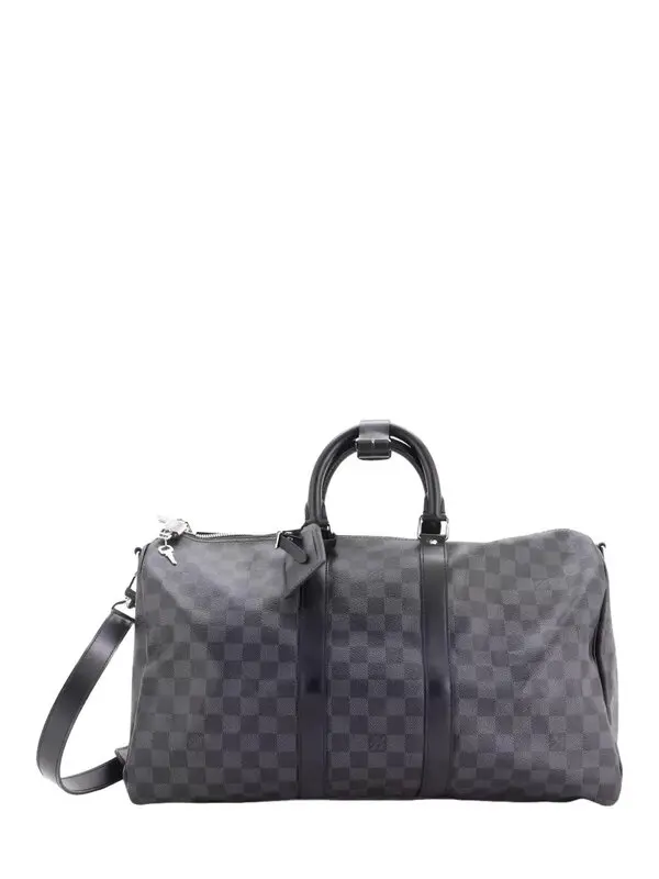 LOUIS VUITTON Keepall Bandouliere Damier Graphite 45 Travel Bag - Black