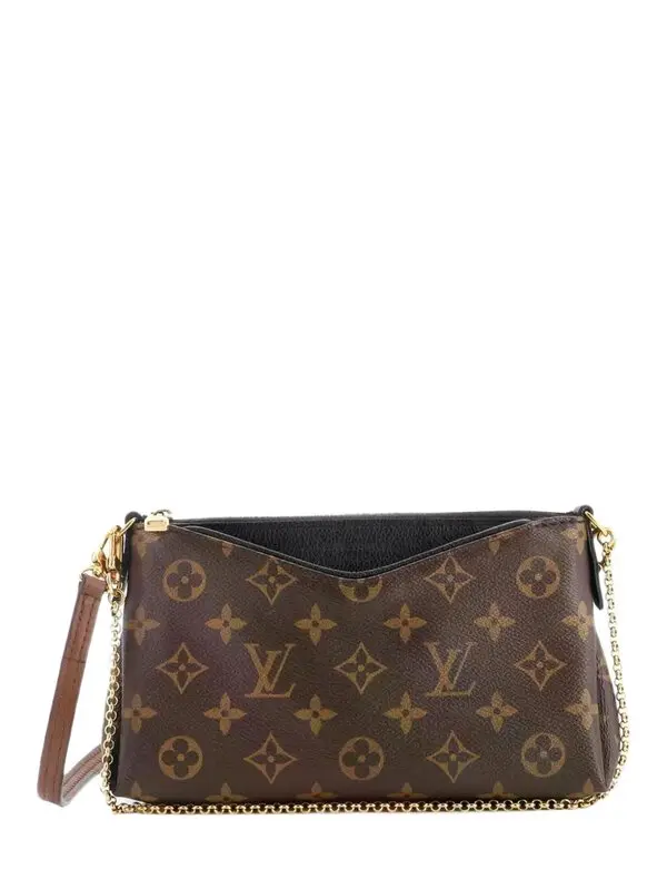 LOUIS VUITTON Pallas Monogram Canvas Leather Clutch Bag - Brown