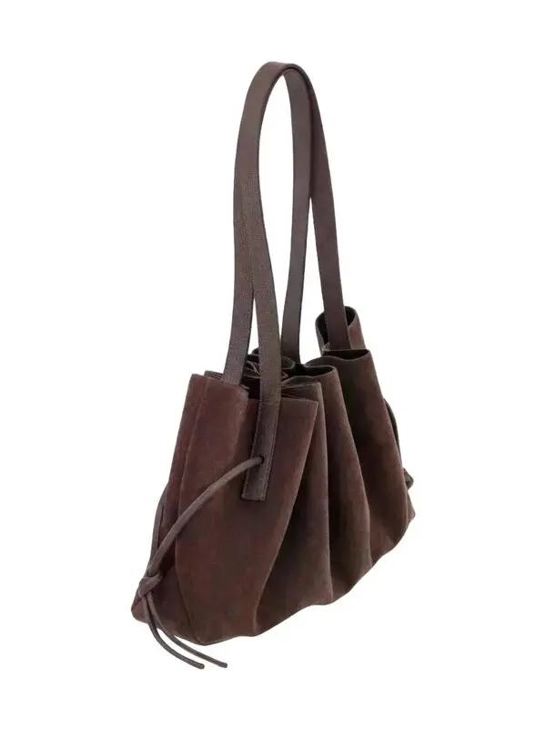 Yuzefi Scallop Pleated Shoulder Bag - Brown
