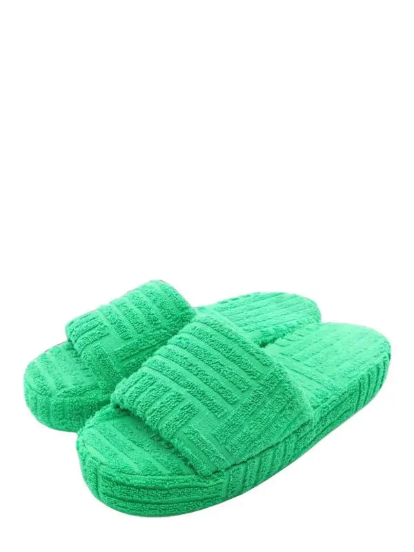 Bottega Veneta Terry Cloth Intrecciato Effect Slip-on Slippers - Green