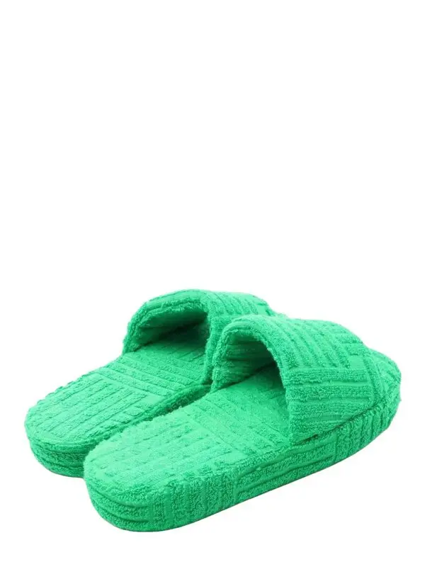 Bottega Veneta Terry Cloth Intrecciato Effect Slip-on Slippers - Green