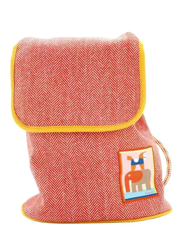 Hermès Les Cabanes Embroidered Toile Backpack - Orange