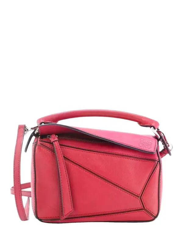 Loewe Puzzle Bag Leather Mini Crossbody Bag - Red