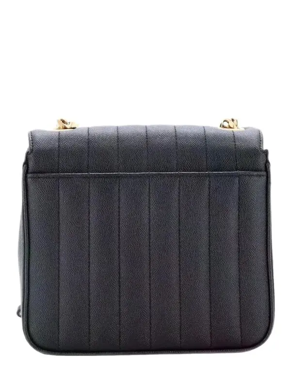 Saint Laurent Vicky Vertical Quilted Grainy Leather Medium Crossbody Bag - Black
