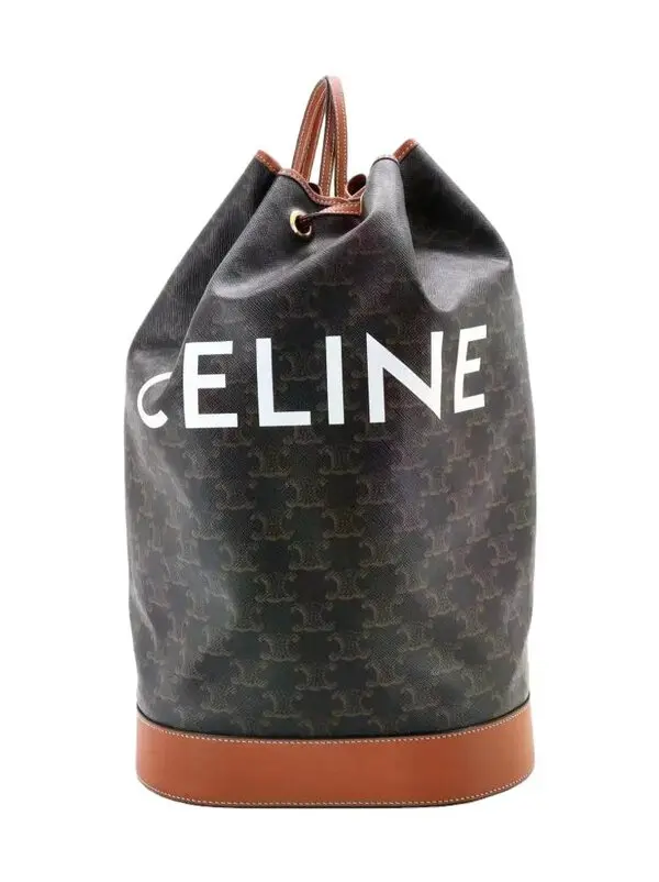 Celine Sailor Bag Triomphe Coated Canvas Medium Bucket Bag - Brown