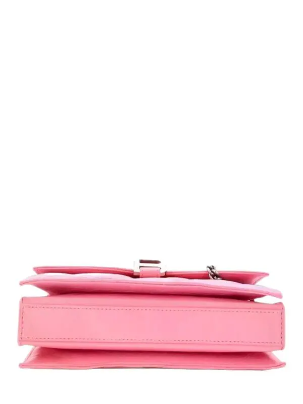 Balenciaga Crush Chain Flap Bag Quilted Crushed Calfskin Shoulder Bag - Pink