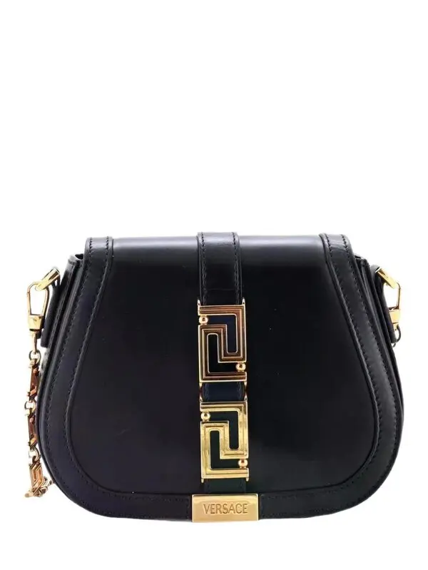 Versace Greca Goddess Leather Shoulder Bag - Black