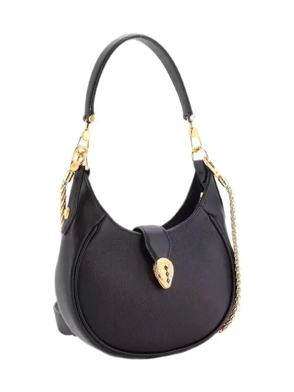 BVLGARI Serpenti Ellipse Crossbody Bag In Leather - Black