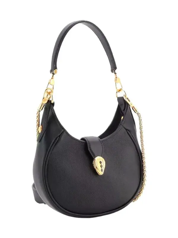 BVLGARI Serpenti Ellipse Crossbody Bag In Leather - Black