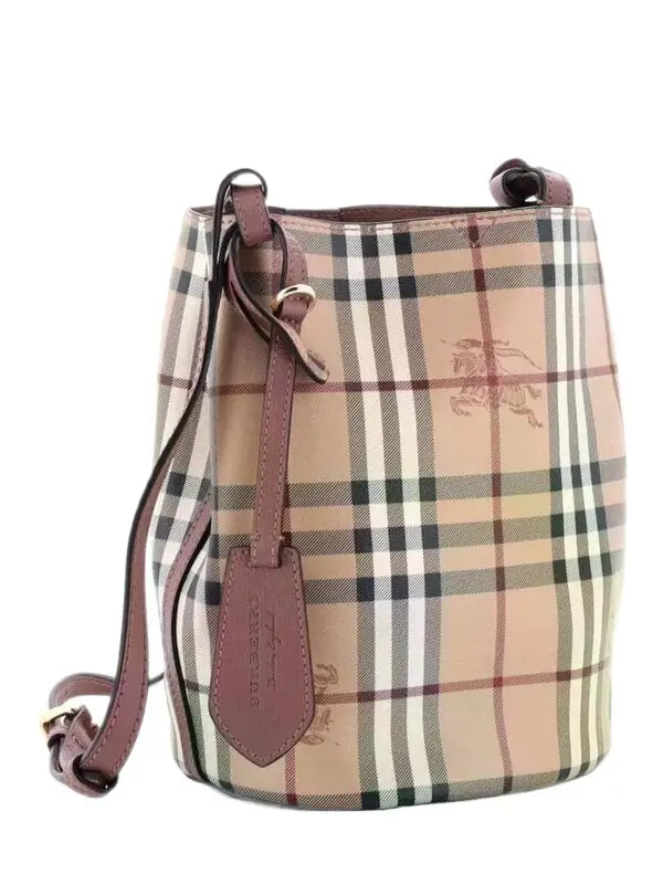 Burberry Haymarket Coated Canvas Small Bucket Bag - Pink