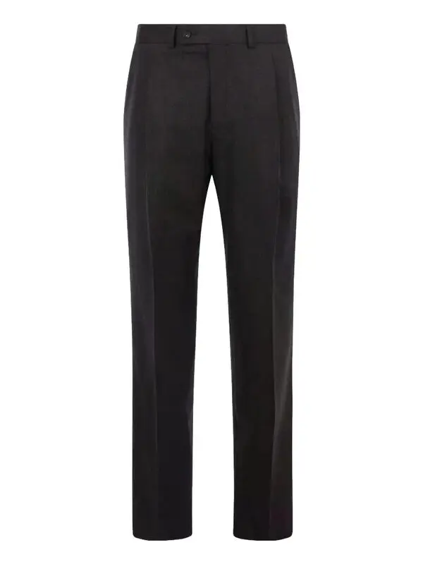 Caruso Pressed Crease Wool Trousers - Brown