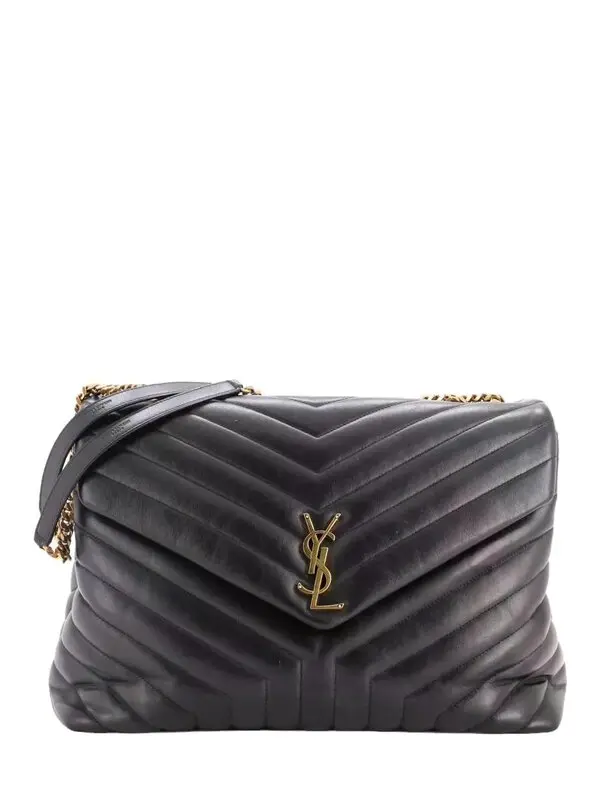 Saint Laurent Loulou Matelasse Chevron Leather Shoulder Bag - Black